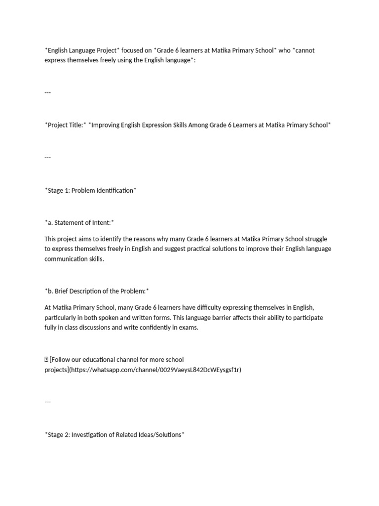 English Language Project | PDF | Learning | English Language