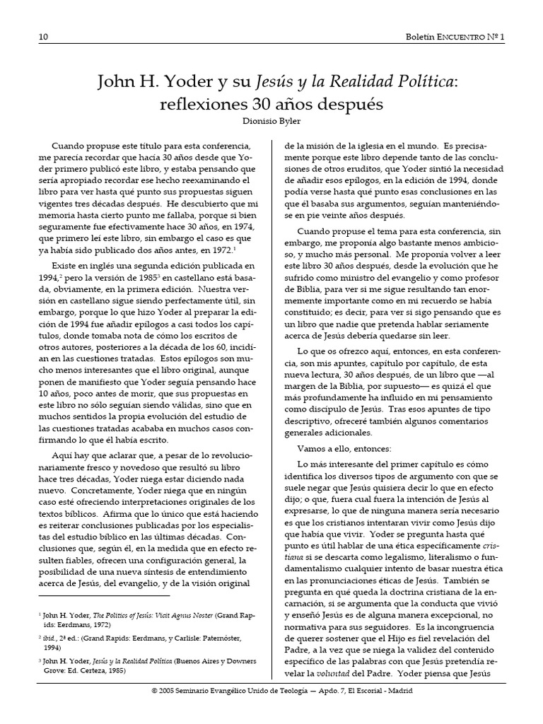 Jesus y La Realidad Politica Yoder | PDF | Jesús | Pablo el apóstol