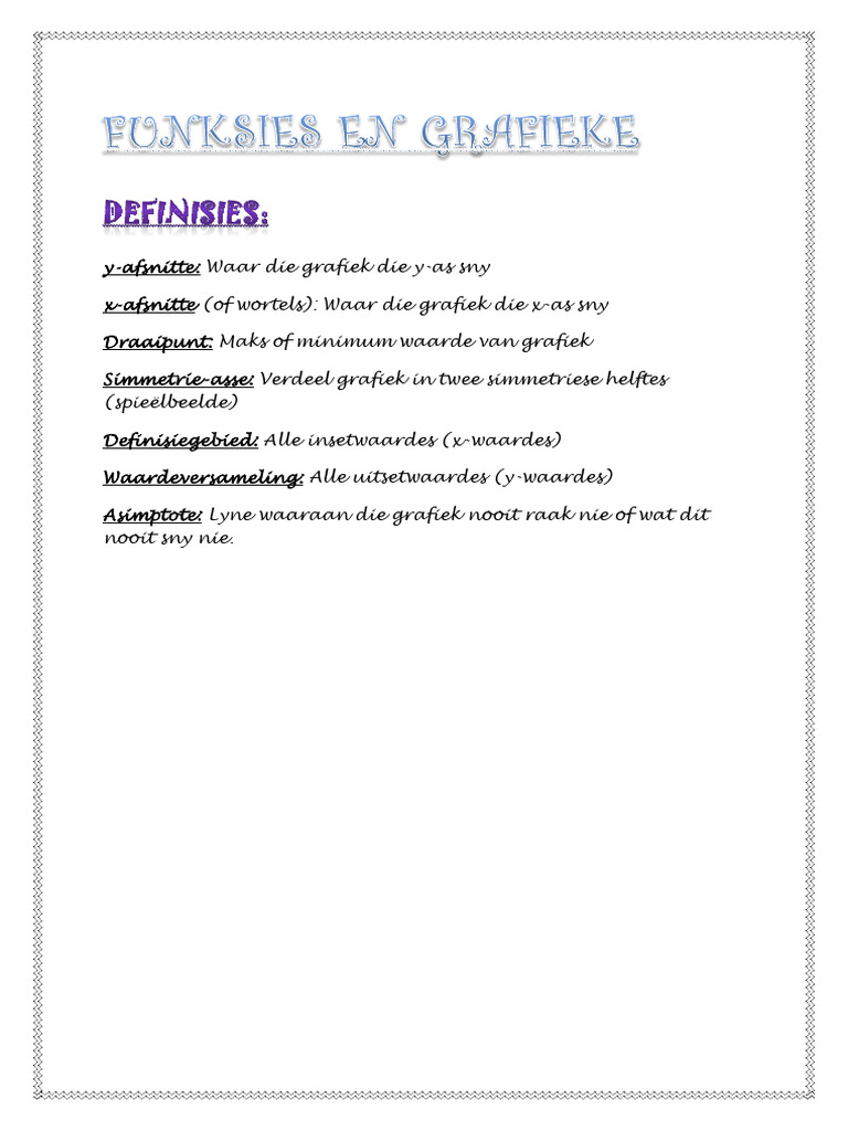 Funksies en Grafieke Opsomming.3 | PDF