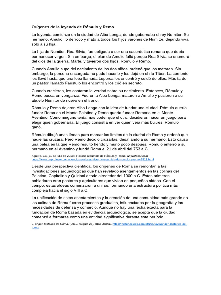 Clase 1-Historia de Remo y Romulo | PDF | Romulus y Remus | Roma antigua