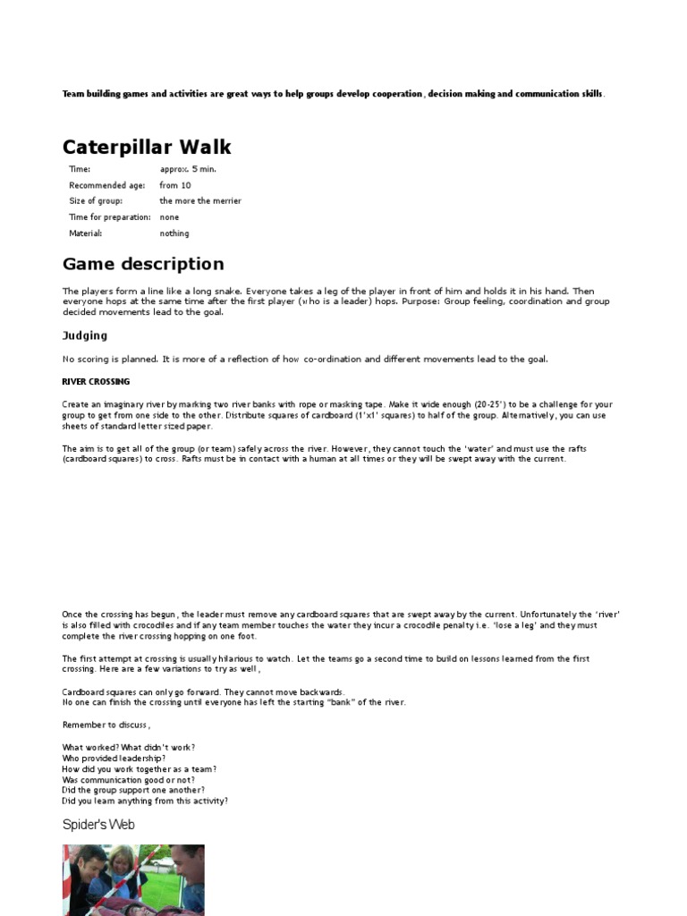 Caterpillar Walk: Game Description | PDF | Leadership | Communication