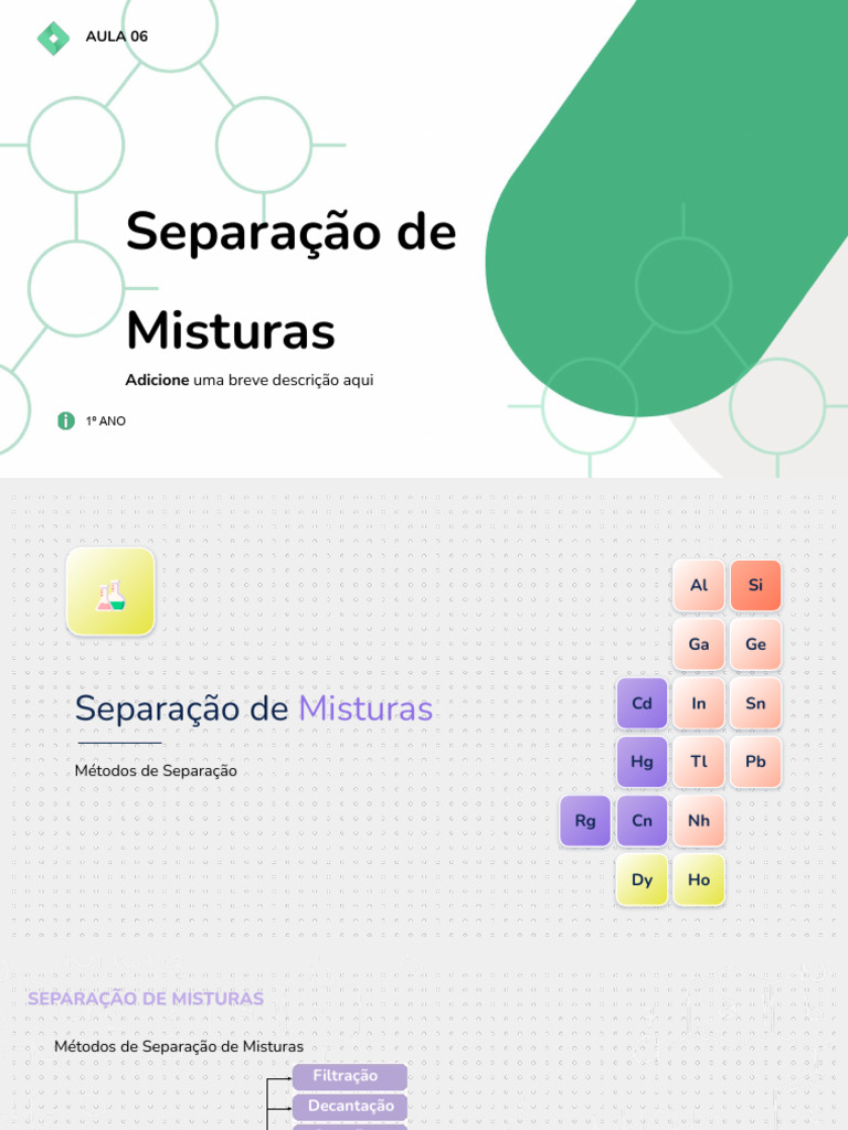 Métodos de Separação de Misturas | PDF | Mistura | Processos industriais