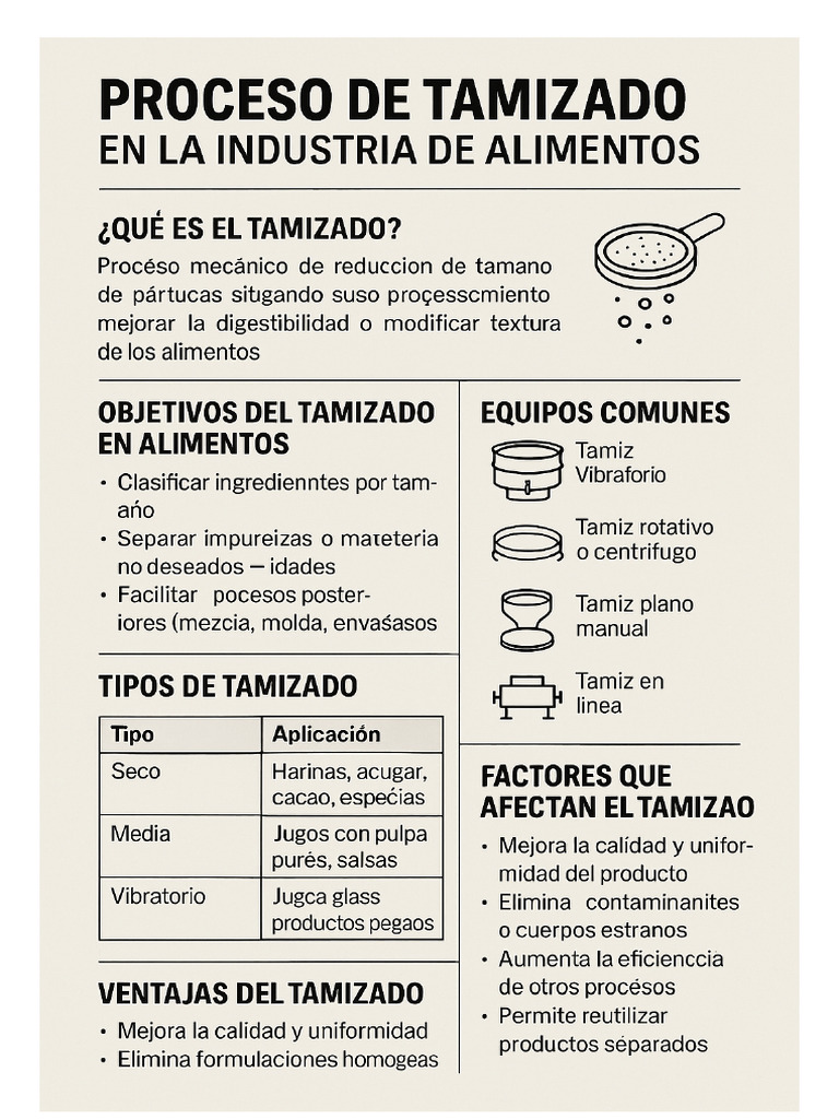 Infografia Proceso Tamizado Alimentos | PDF