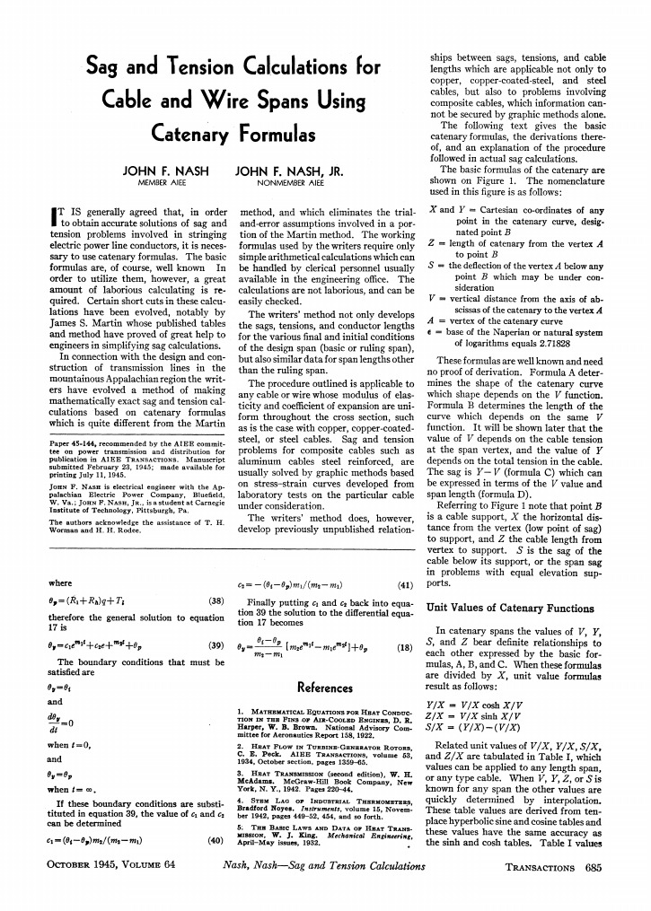 Catenary Cable Sag and Tension Formulas | PDF | Physical Quantities ...