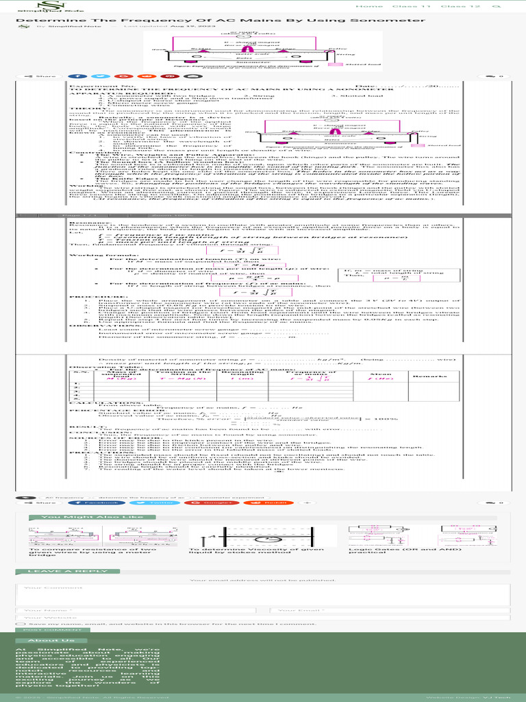 Determine The Frequency of AC Mains by Using Sonometer - Simplified ...