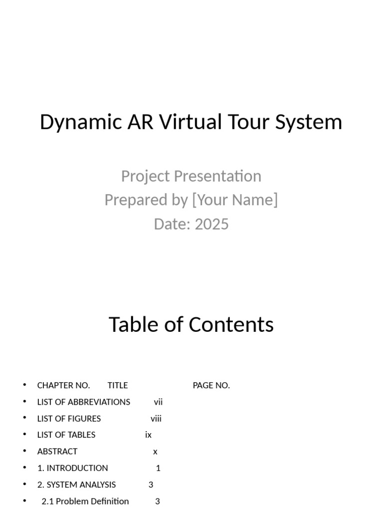 Dynamic AR Virtual Tour System Presentation | PDF