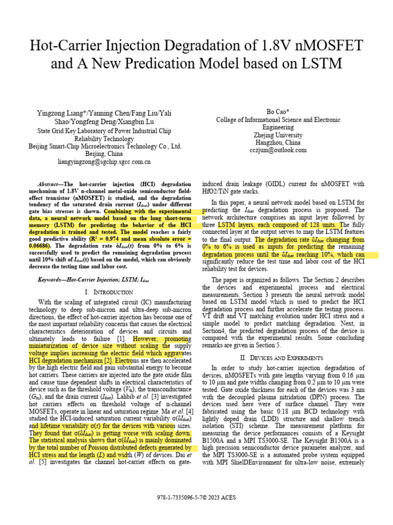 Hot-Carrier Injection Degradation of 1.8V nMOSFET and A New Predication ...