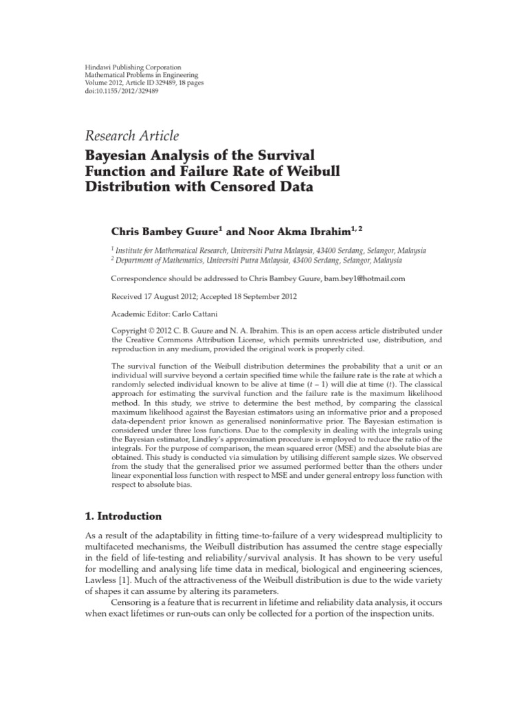 Bayesian Analysis of the Survival Function and Failure Rate of Weibull Distribution with ...