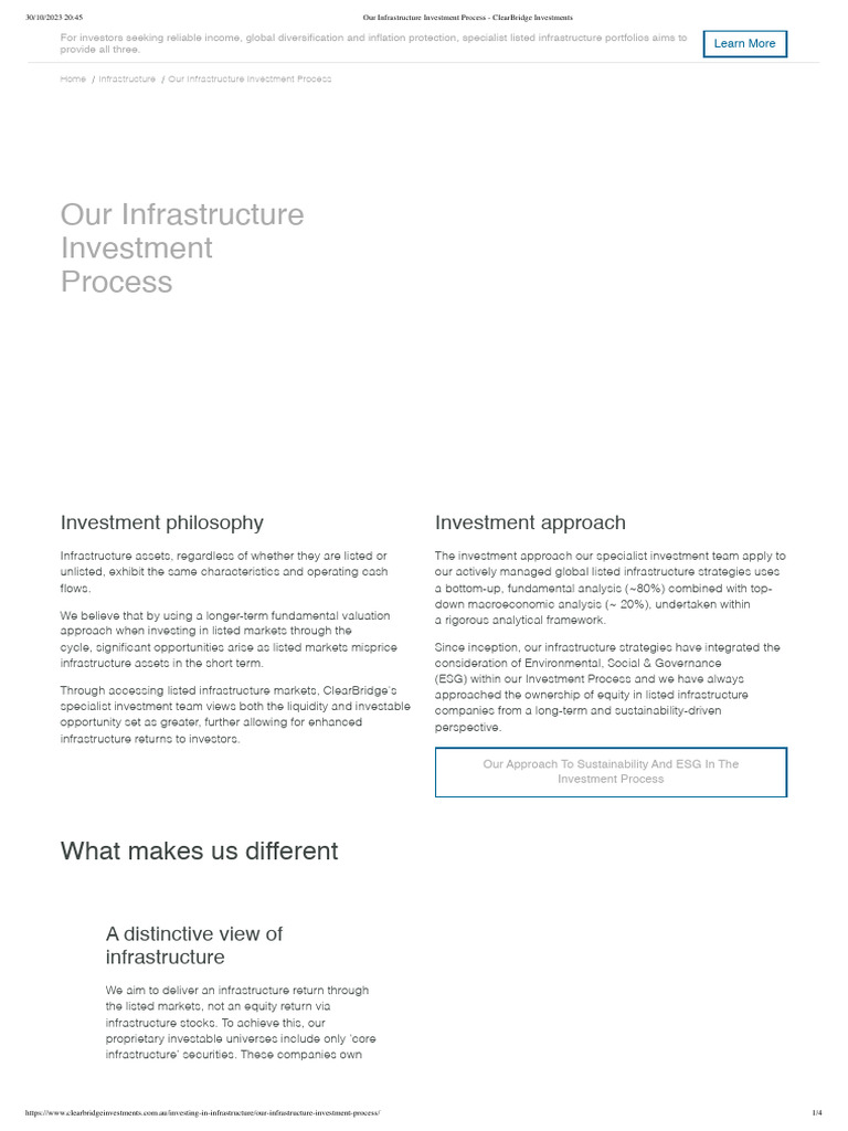 Our Infrastructure Investment Process - ClearBridge Investments | PDF ...