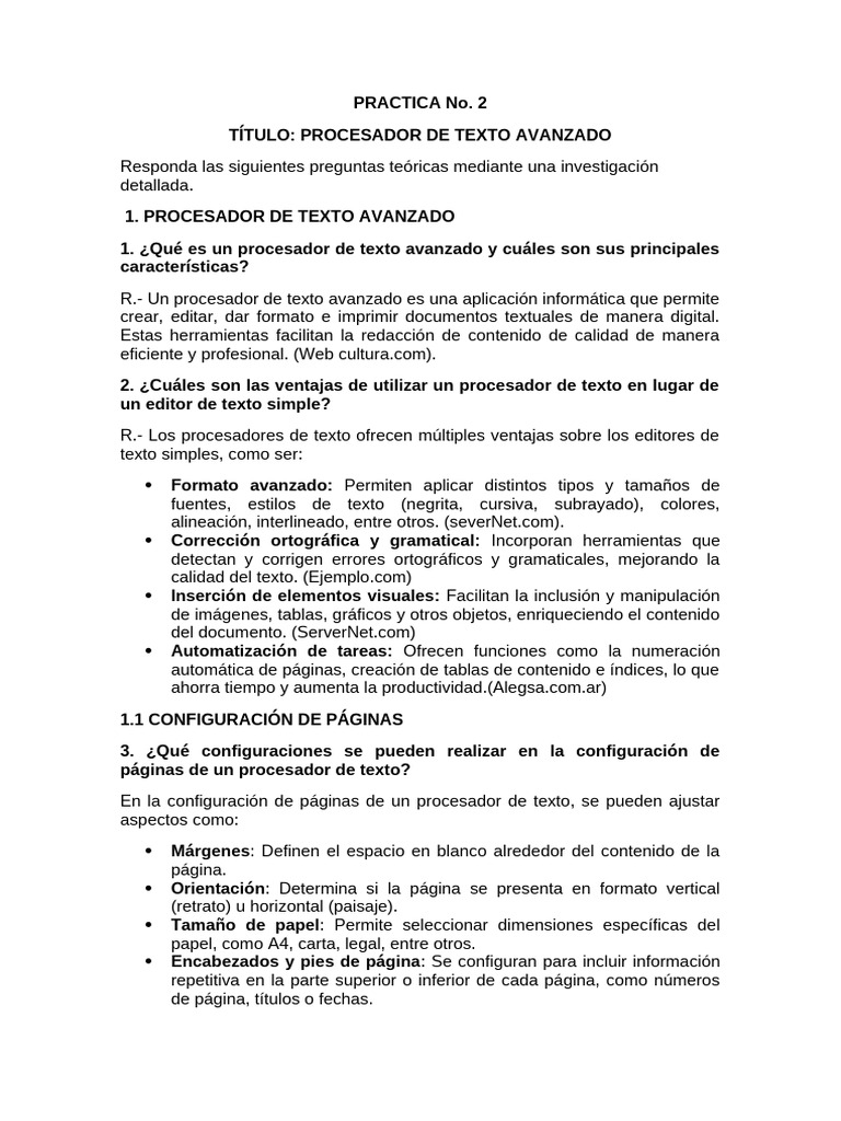 Ofimatica Practica No2 | PDF | Procesador de textos | Unidad Central de procesamiento