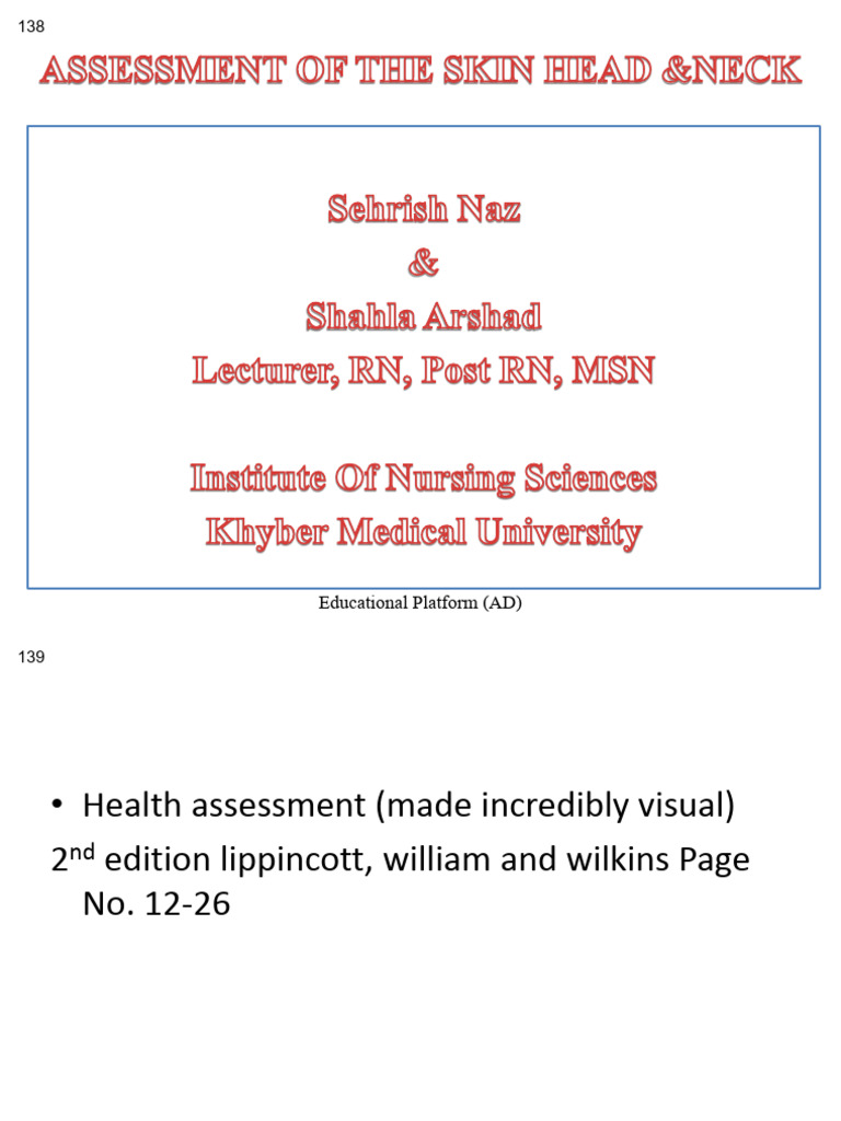 Unit V Assessment of Skin, Head and Neck by Ta Series | PDF | Human Anatomy