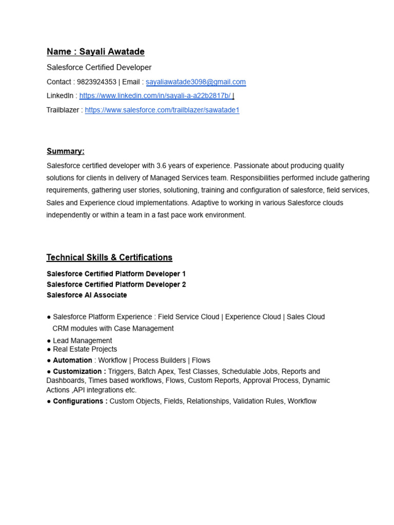 Sayali Awatade - Resume | PDF | Software Engineering | Software