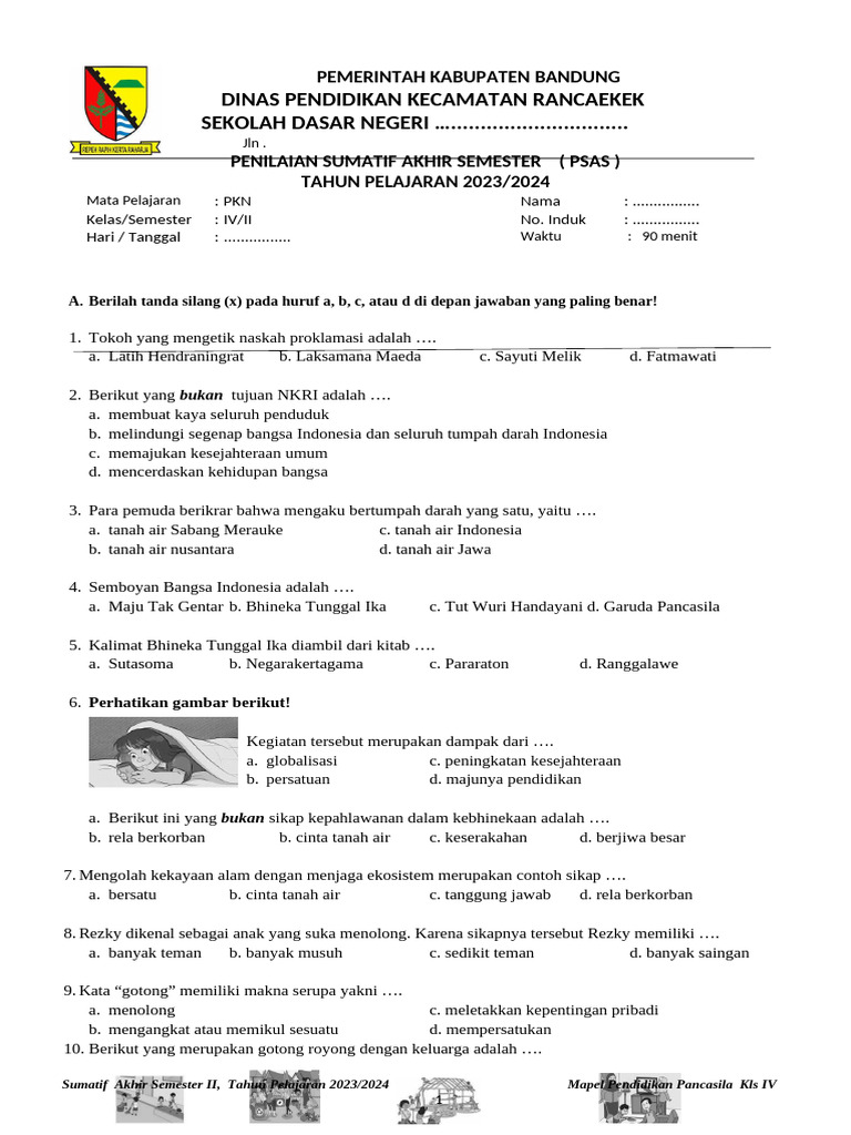 Soal Psas PKN 2024 | PDF