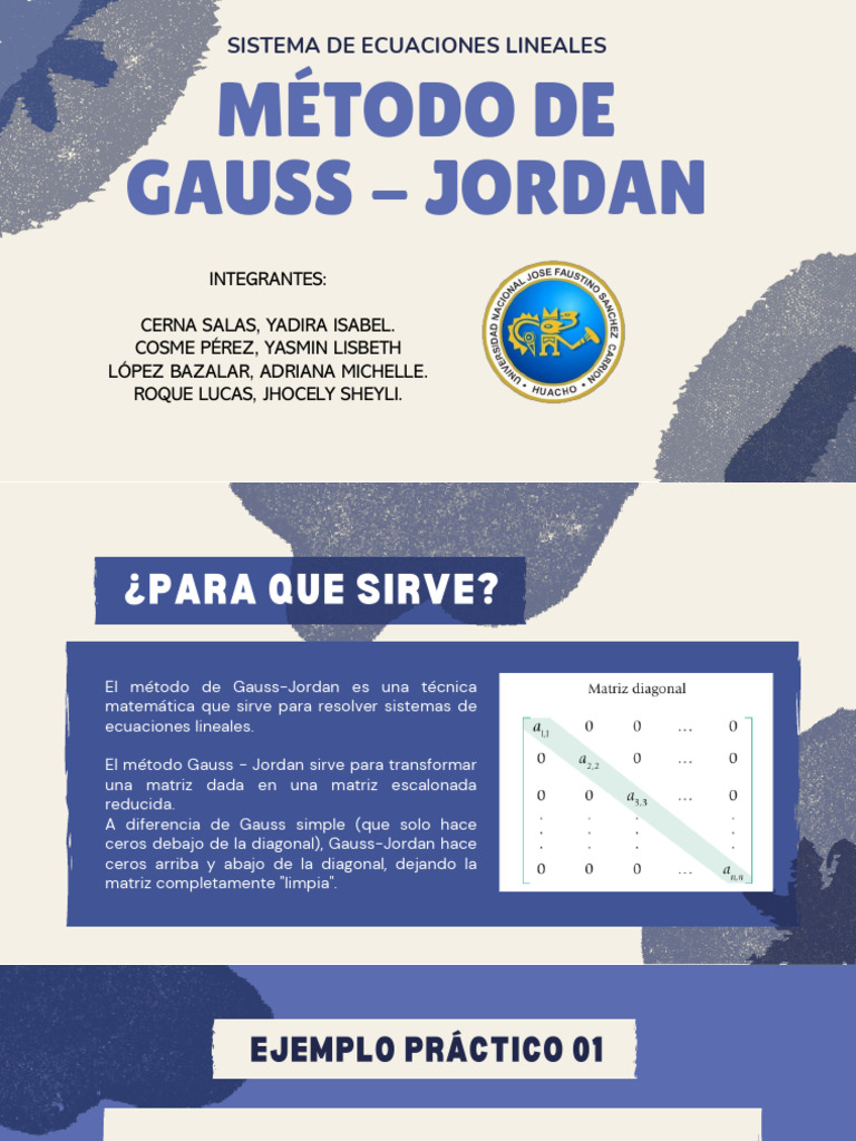 Método de Gauss - Jordan (Exposición) | PDF | Conceptos matemáticos | Análisis numérico