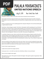 Malala - UN Speech | PDF | Malala Yousafzai