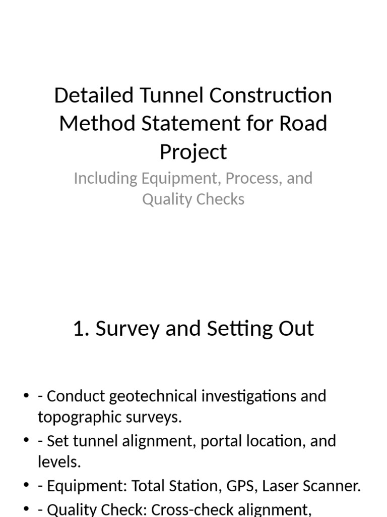 Tunnel Construction Method Statement Detailed | PDF | Civil Engineering