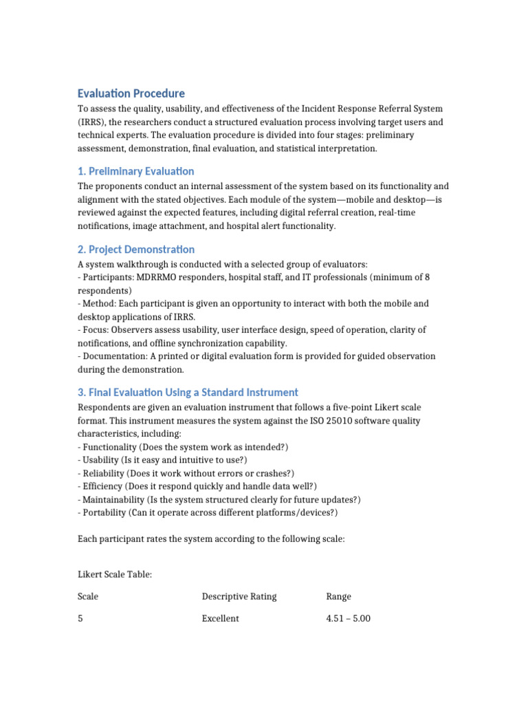 Evaluation Procedure IRRS Proposal | PDF | Usability | Information Technology
