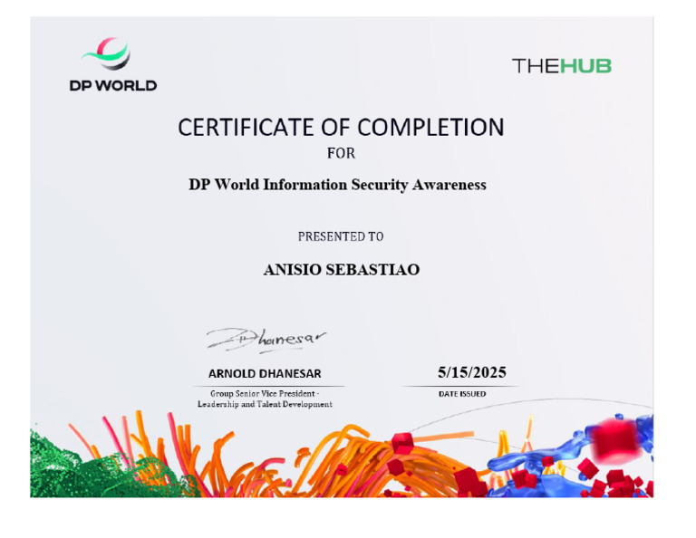 Cert. DP World Information Security Awareness - 2025 | PDF
