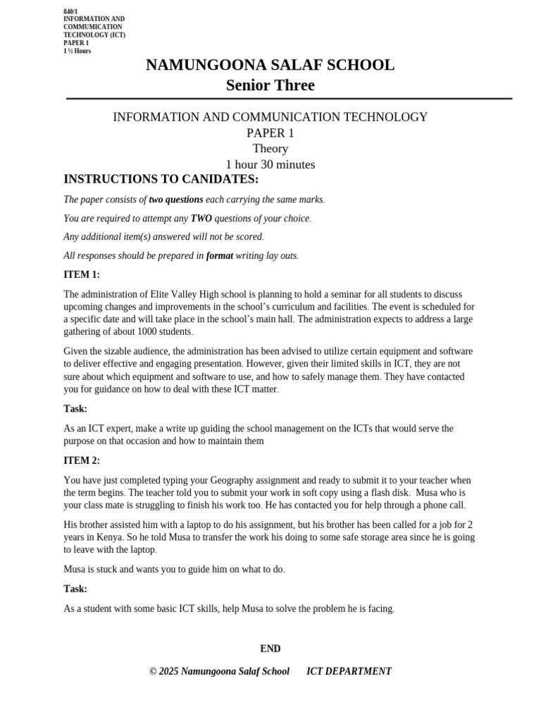 ICT Guidance for Namungoona Students | PDF
