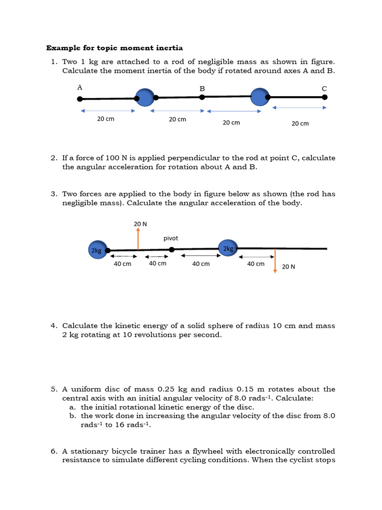 Example A4 moment inertia | PDF | Rotation Around A Fixed Axis | Rotation