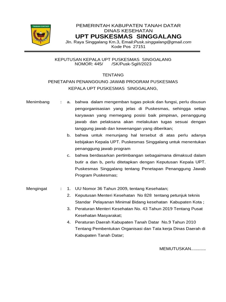 SK Pemegang Program 2023 | PDF