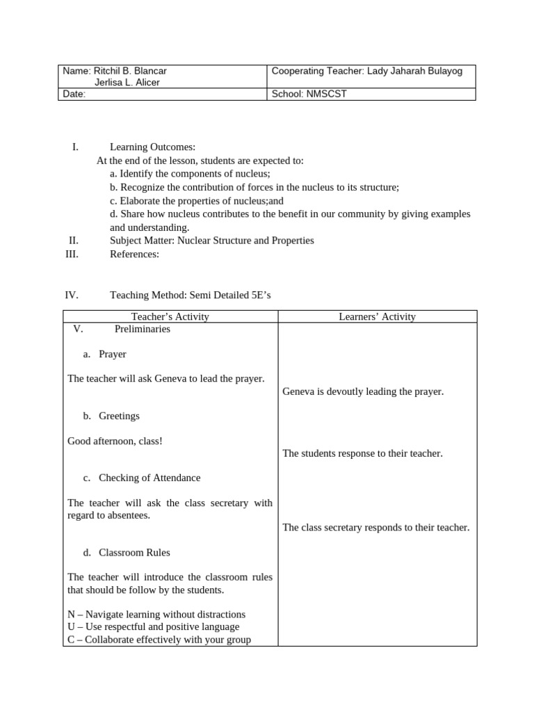 Nuclear Structure and Properties Lesson Plan | PDF | Atomic Nucleus ...