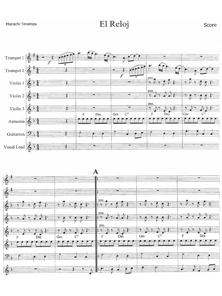 el reloj by MARIACHI TENAMPA (director score) | PDF