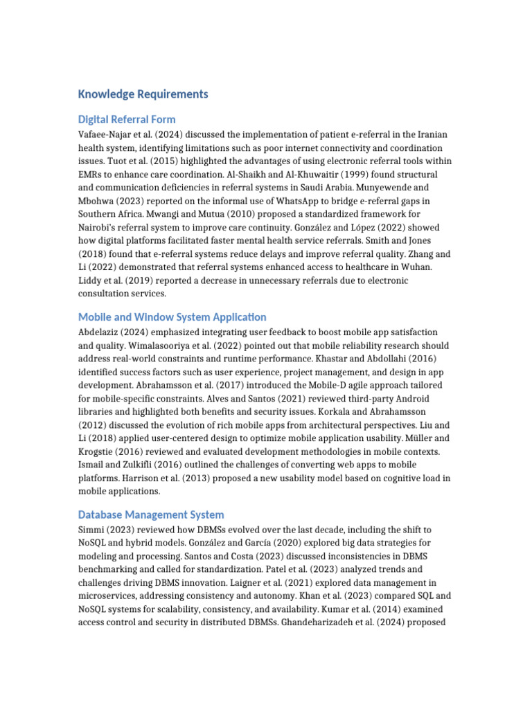 Knowledge Requirements Narrative Format | PDF | Databases | No Sql