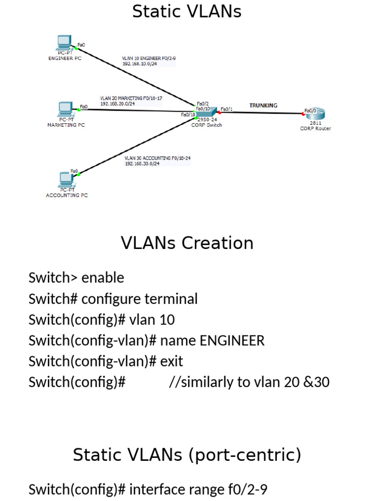 Configuring Static and Dynamic VLANs | PDF | Router (Computing ...