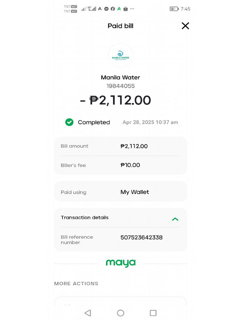 Manila Water Receipt | PDF