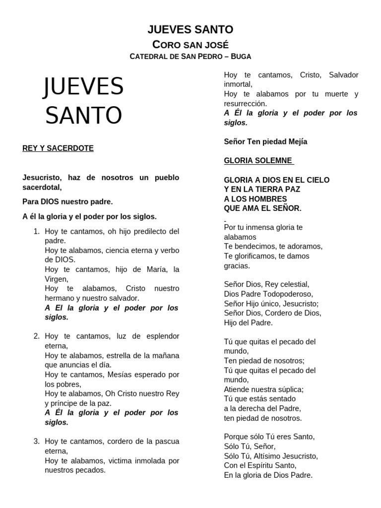 JUEVES SANTO | PDF | eucaristía | Cristo (título)