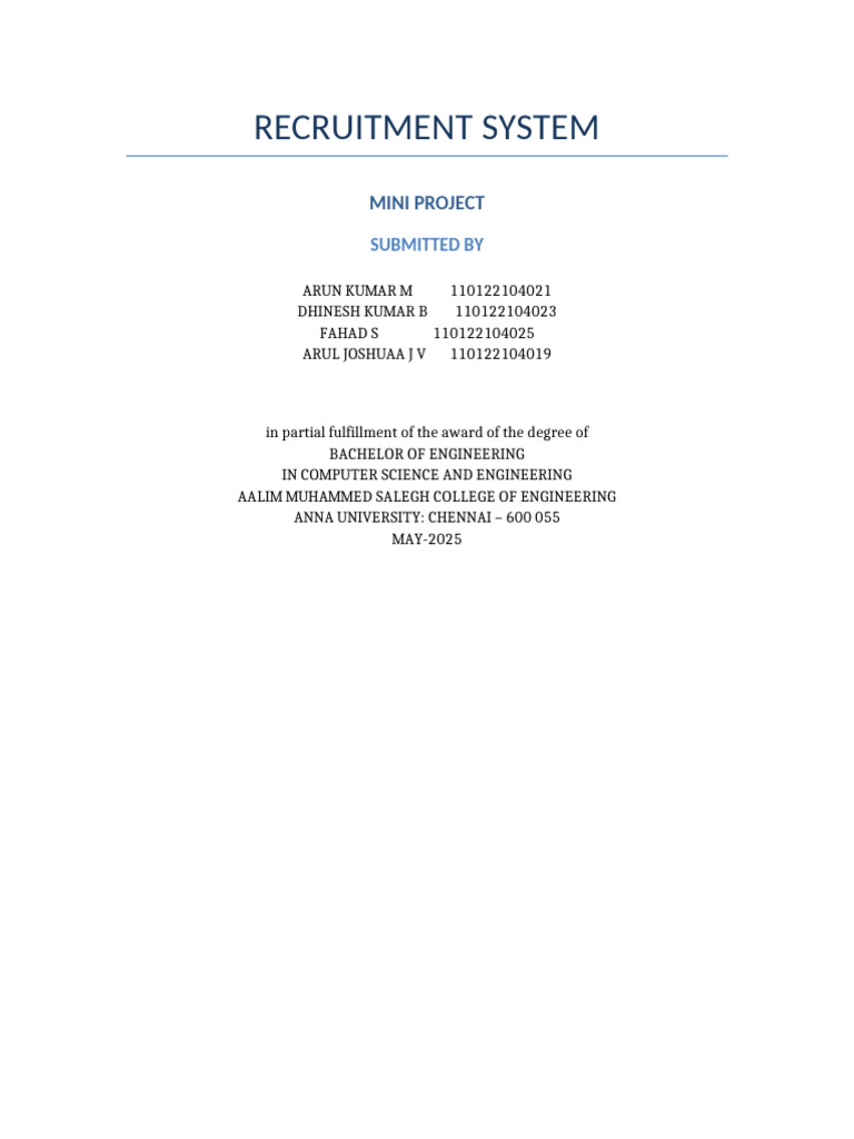 Recruitment Management System Project | PDF | Unified Modeling Language ...