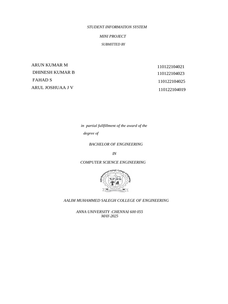 Mini Project Front Page (1) Word 2 | PDF | Use Case | Unified Modeling ...