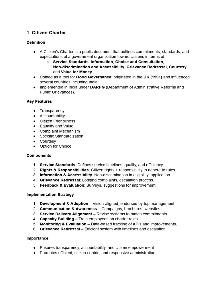 Citizen Charter and E-Governance Overview | PDF | Governance | Government