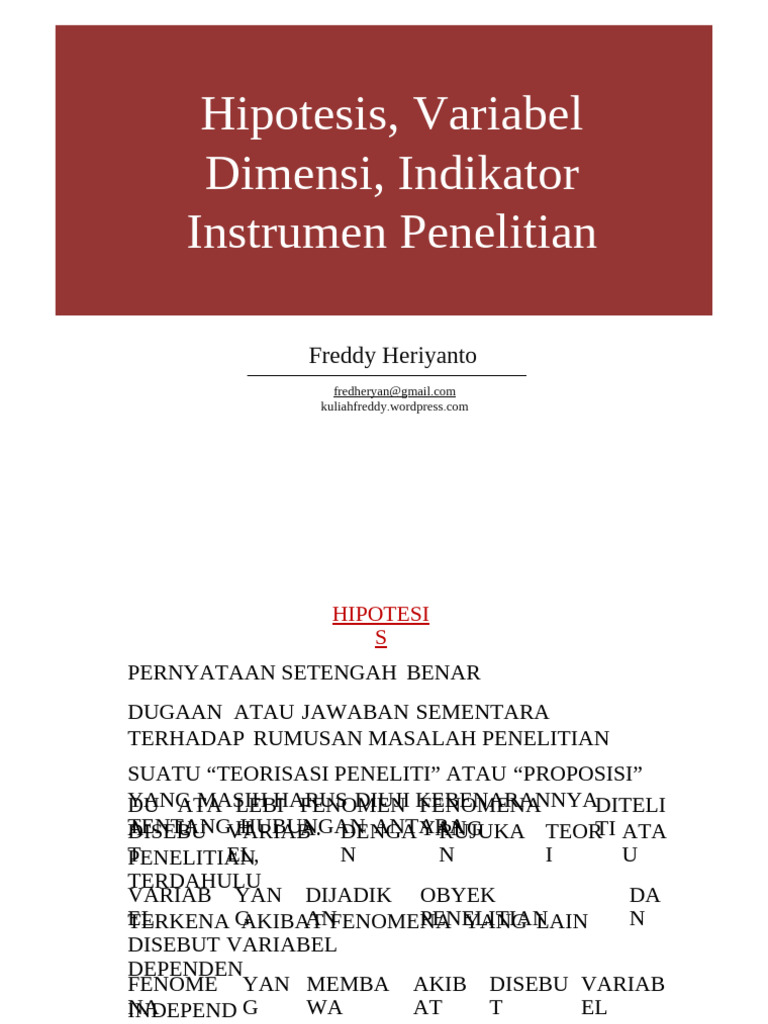 Hipotesis, Variabel, Dimens | PDF