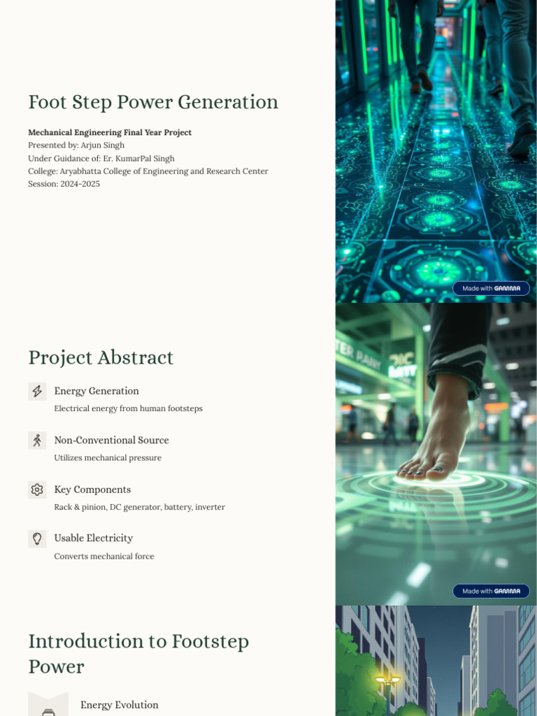 Foot Step Power Generation | PDF | Electricity Generation | Electric ...