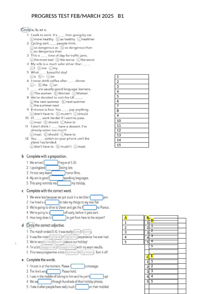 Progress Test | PDF | Teachers | Robot