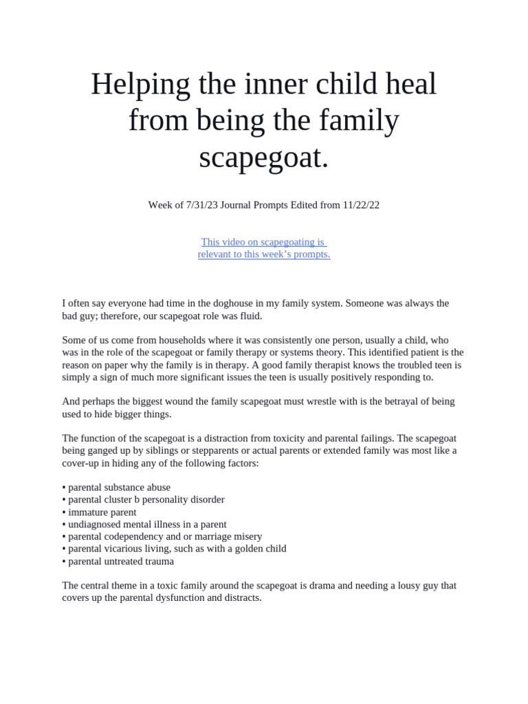Helping The Inner Child Heal From Being The Family Scapegoat | PDF | Human Development | Mental ...