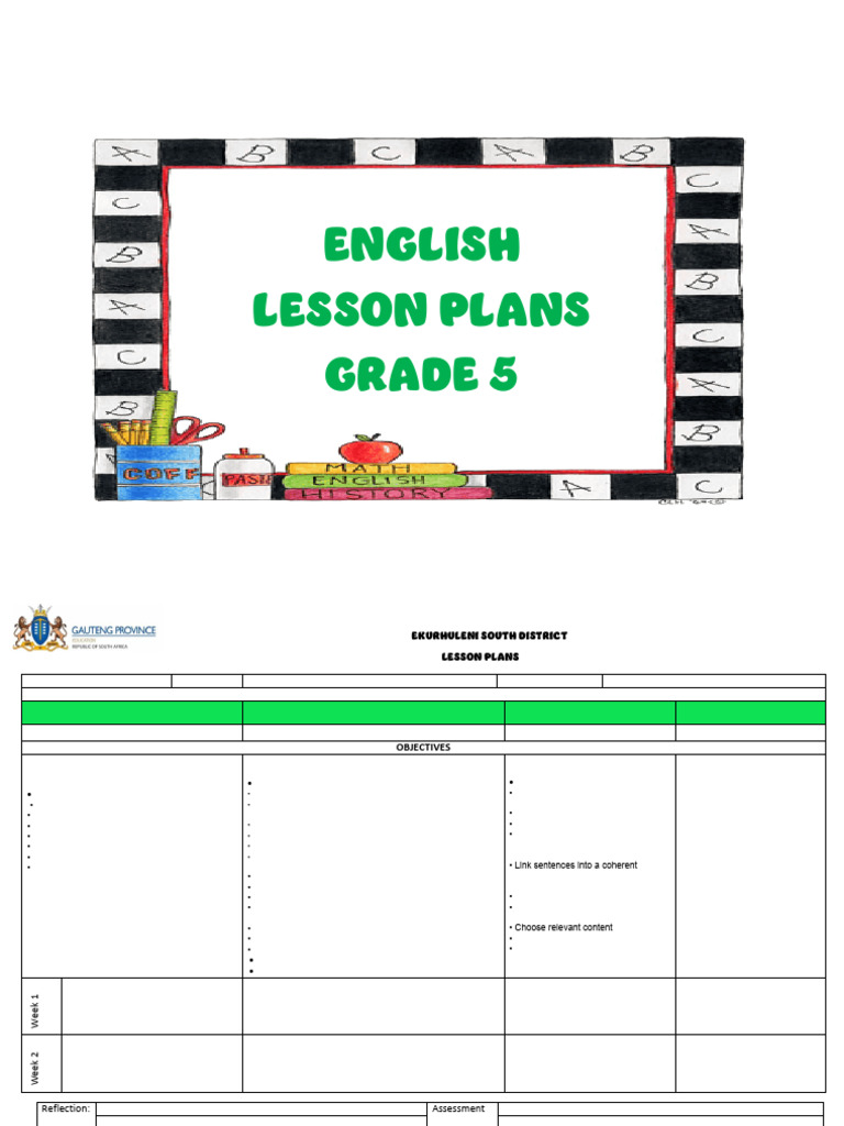 Grade 5 English Lesson Plans | PDF | Vocabulary | Reading Comprehension