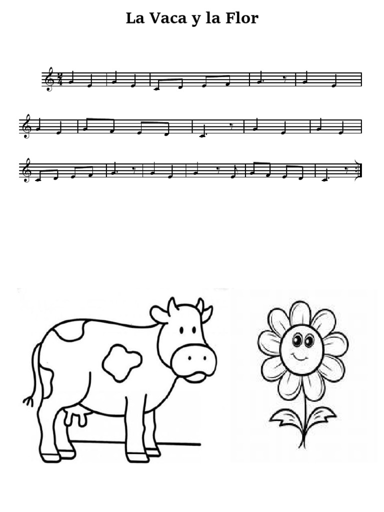 Notas de "La Vaca y la Flor" en Piano | PDF