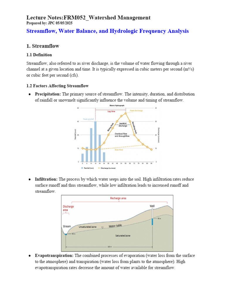 Lecture Notes - Streamflow, Water Balance, and Hydrologic Frequency ...