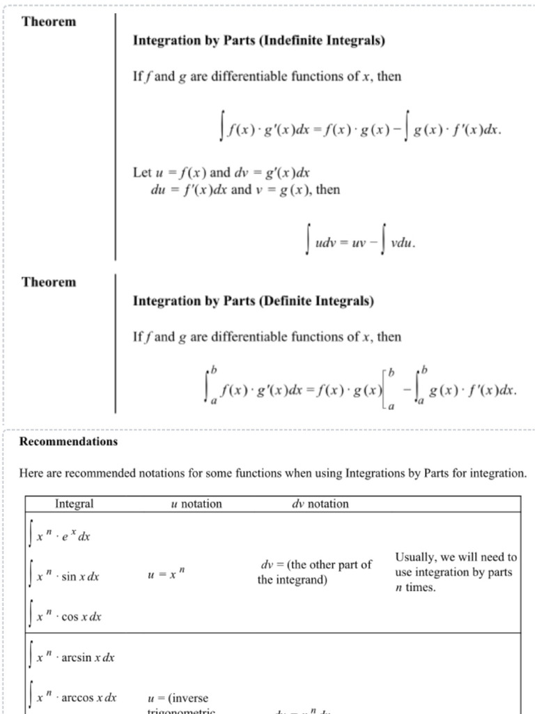 Integration by Parts | PDF