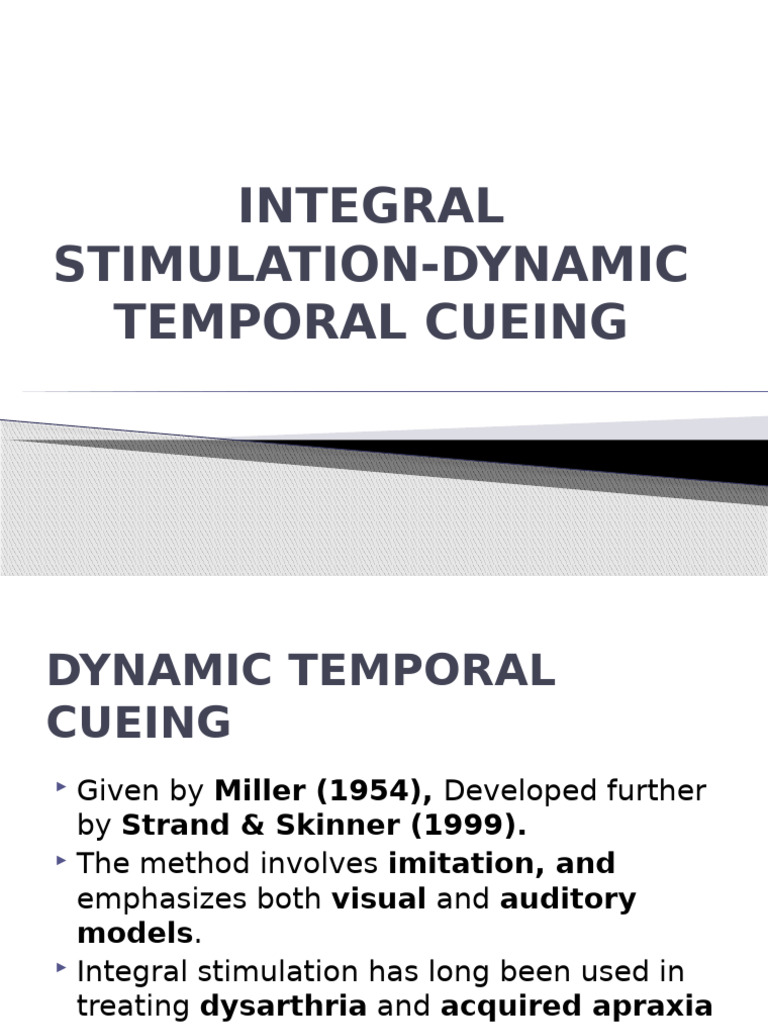 B) Integral Stimulation-Dynamic Temporal Cueing | PDF | Speech | Word