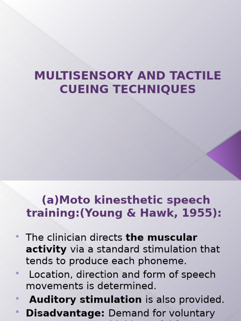C) Multisensory and Tactile Cueing Techniques | PDF | Speech | Somatosensory System