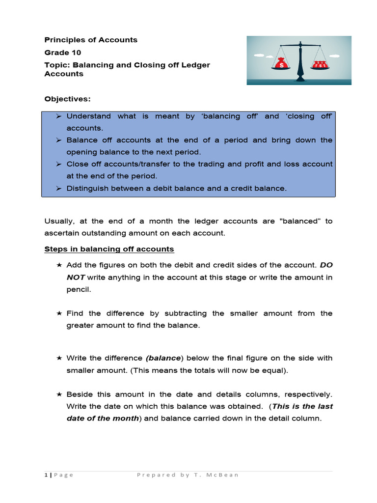 Balancing and Closing Ledger Accounts | PDF | Debits And Credits ...