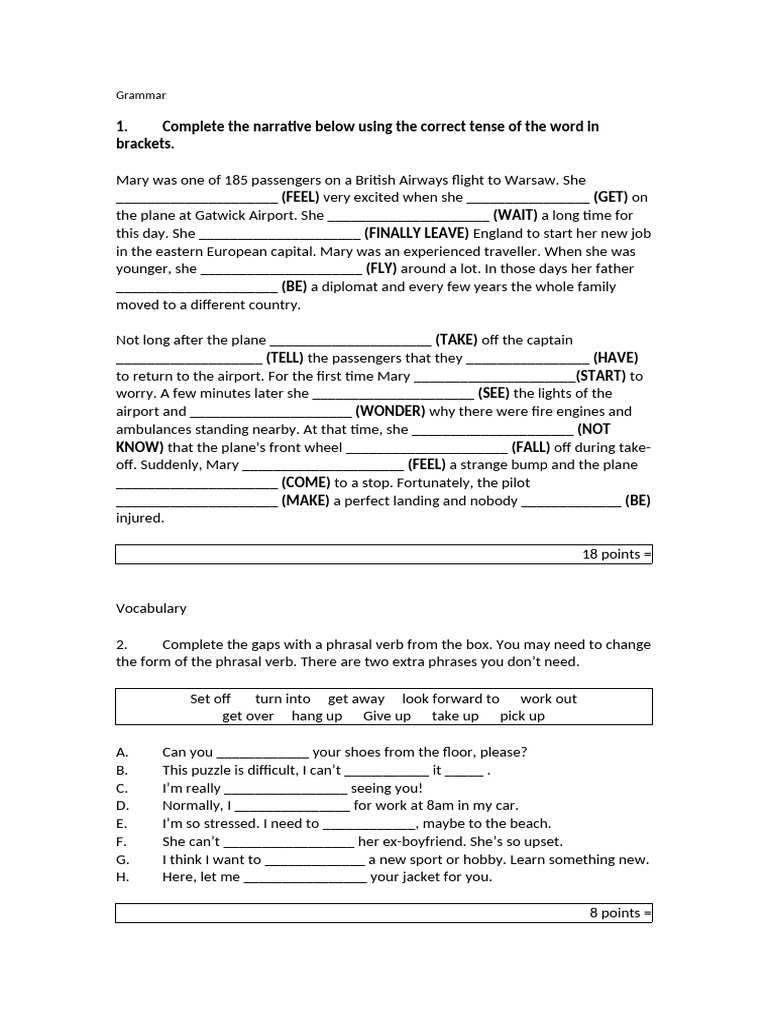 B1+ Module One Progress Test QUESTIONS | PDF