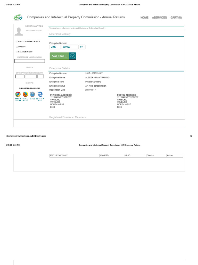 Companies and Intellectual Property Commission (CIPC) - Annual Returns ...