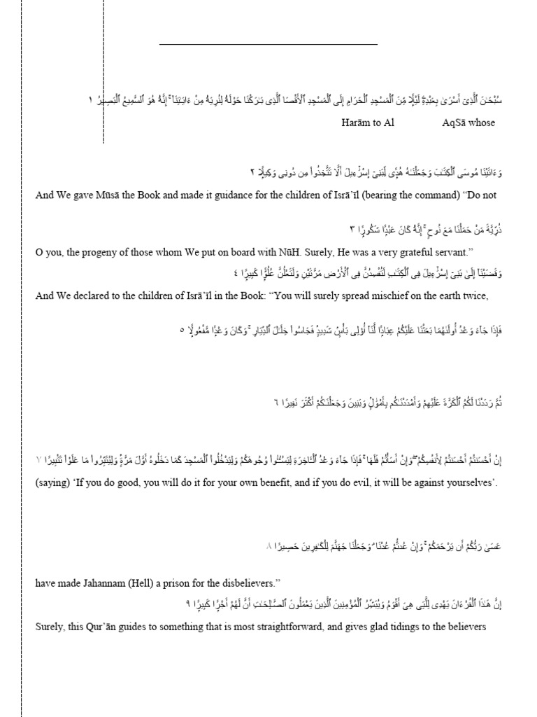 Surah Isra: Lessons for Bani Israel | PDF | God In Islam | Quran