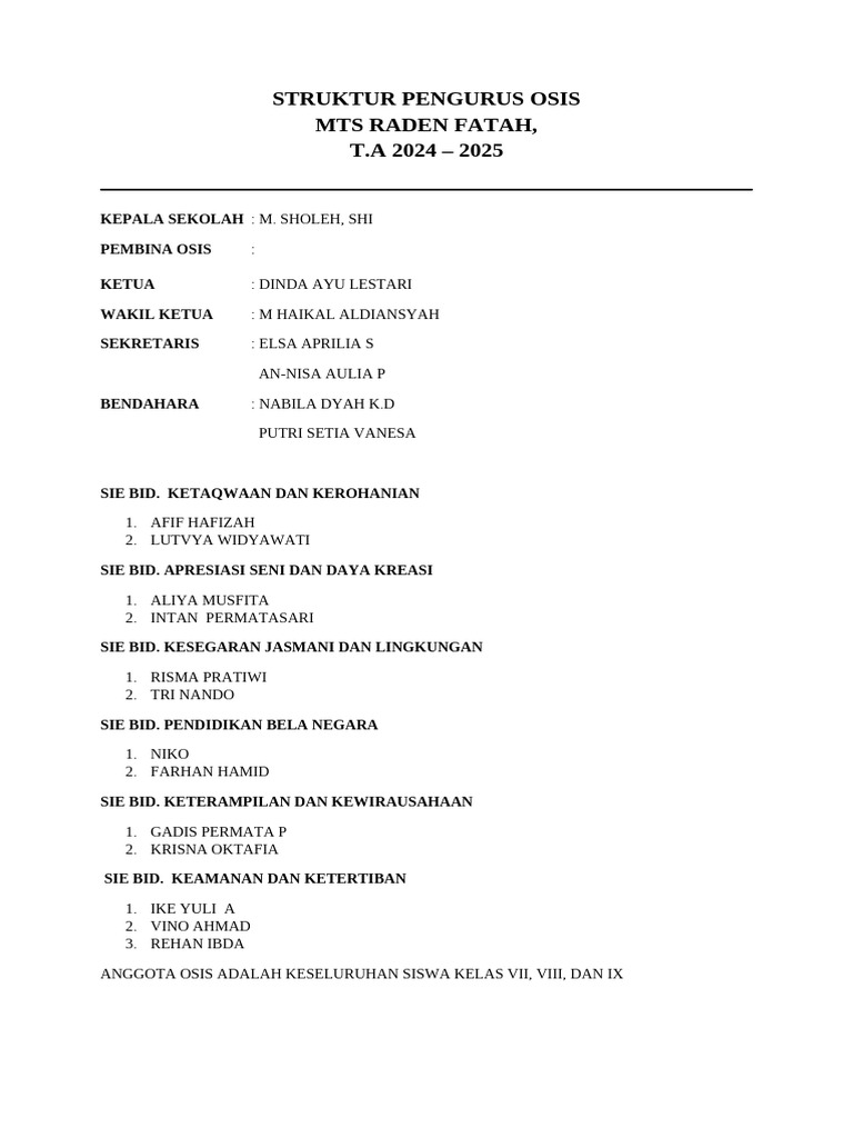 Struktur Osis Mts | PDF