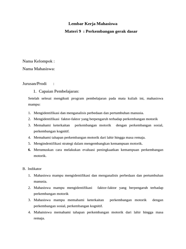 Lembar Kerja Mahasiswa 9 | PDF